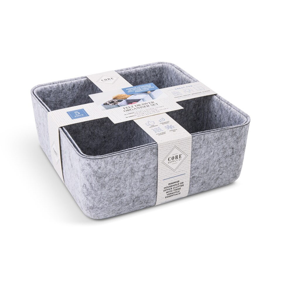 Core Supply 5 Piece Felt Drawer Organiser Set - Tesco Groceries