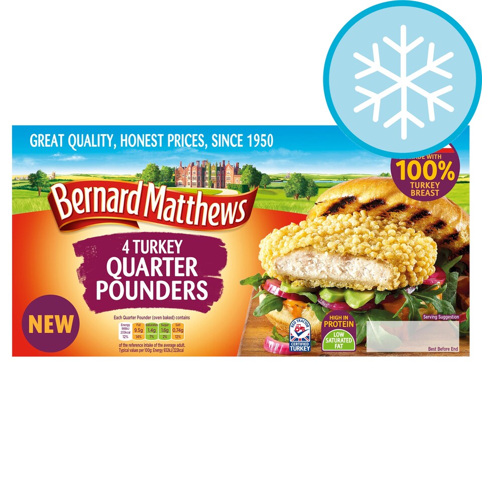 Bernard Matthews 4 Turkey Quarter Pounder In Breadcrumbs 454G - Tesco ...
