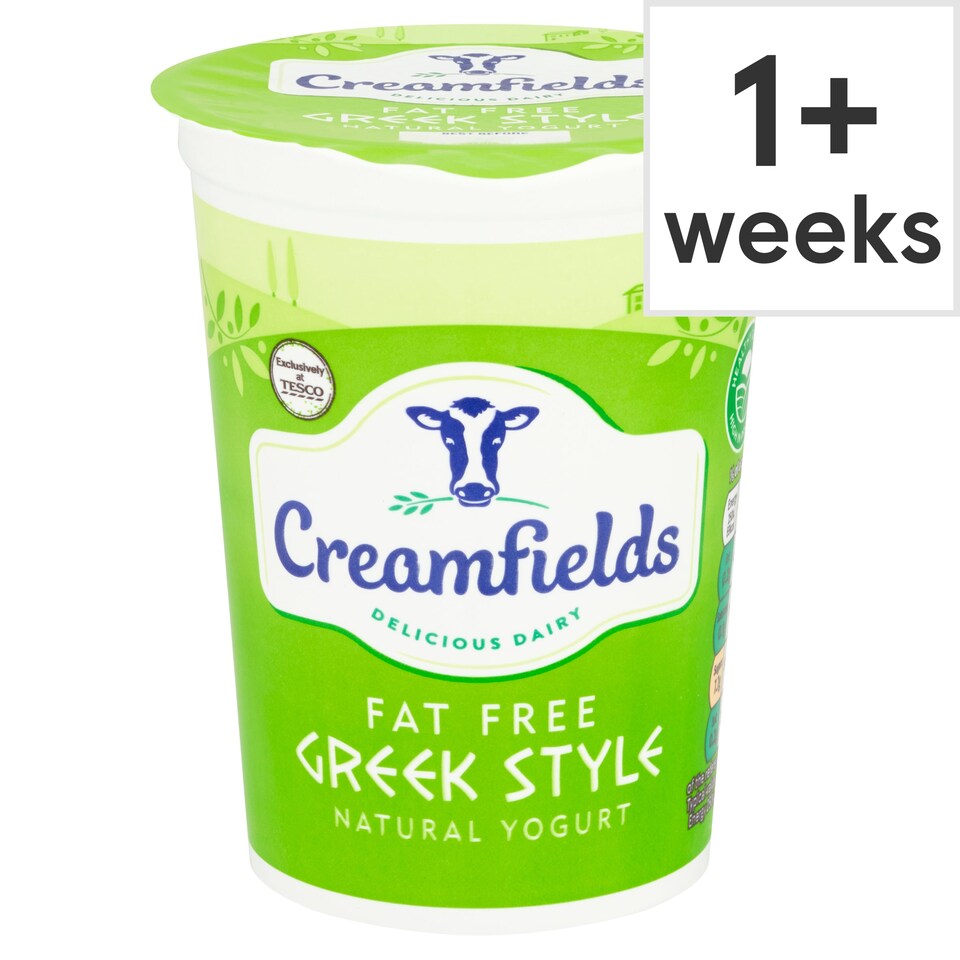 Creamfields Fat Free Greek Style Natural Yogurt 500G - Tesco Groceries