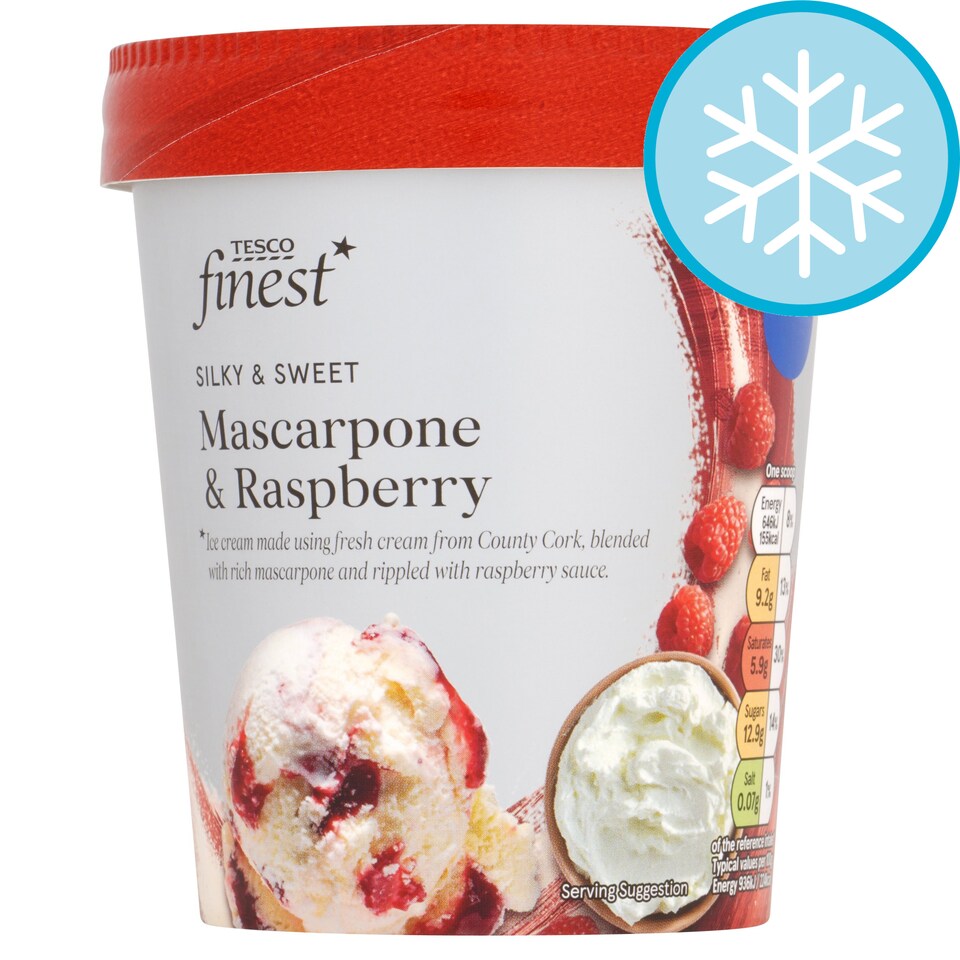 Tesco Finest Mascarpone And Raspberry Ice Cream 500Ml - Tesco Groceries
