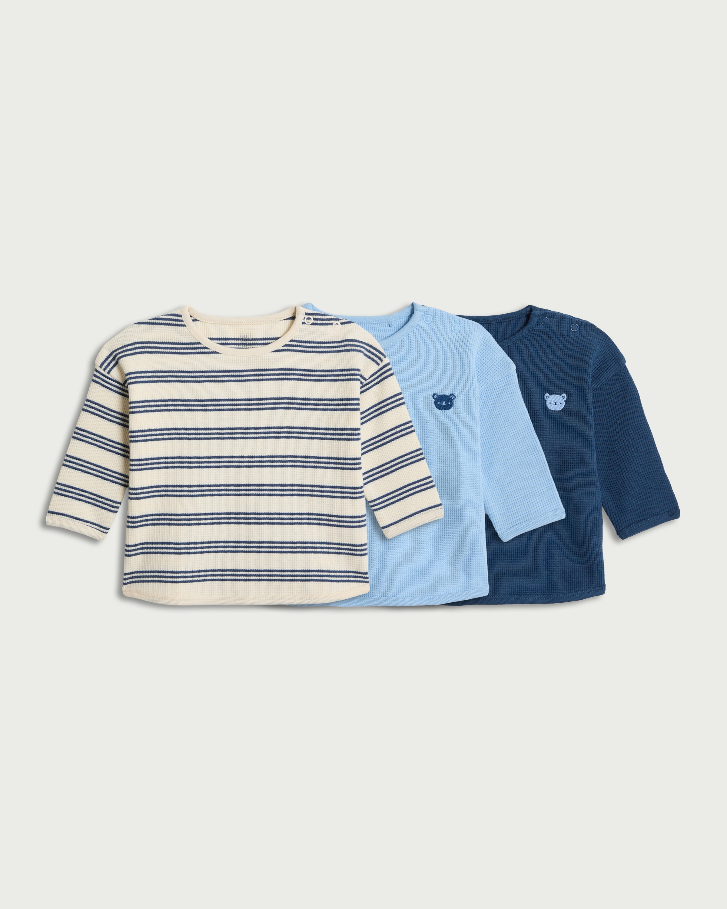 F&F Baby 3-Pack Pure Cotton Tops in Blue - Tesco Groceries
