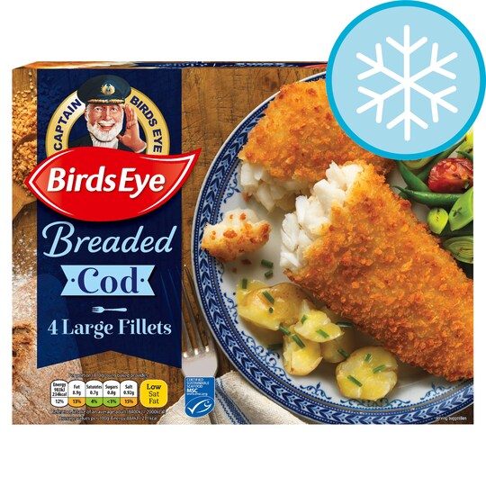 Birds Eye 4 Large Breaded Cod Fillets 440G - Tesco Groceries