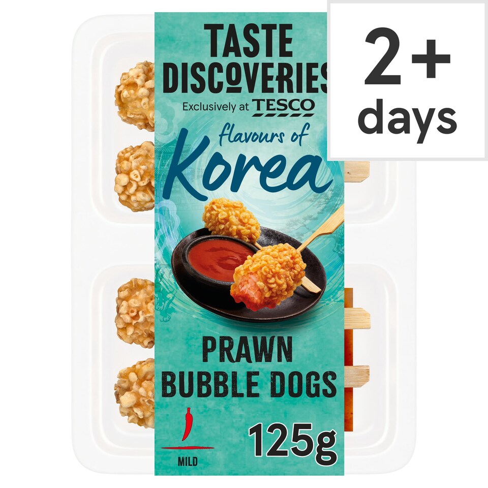 Tesco Taste Discoveries Flavours Of Korea Prawn Bubble Dogs 125g ...