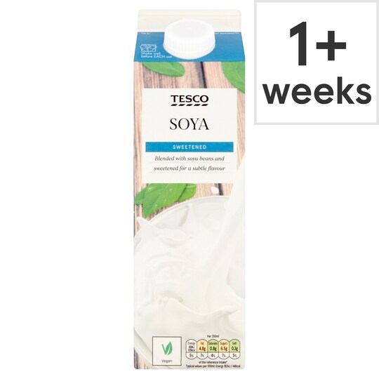 Tesco Soya Drink Sweetened 1Ltr - Tesco Groceries