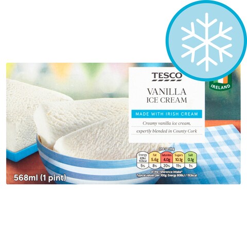 Tesco Vanilla Ice Cream 1 Pint (568Ml) - Tesco Groceries