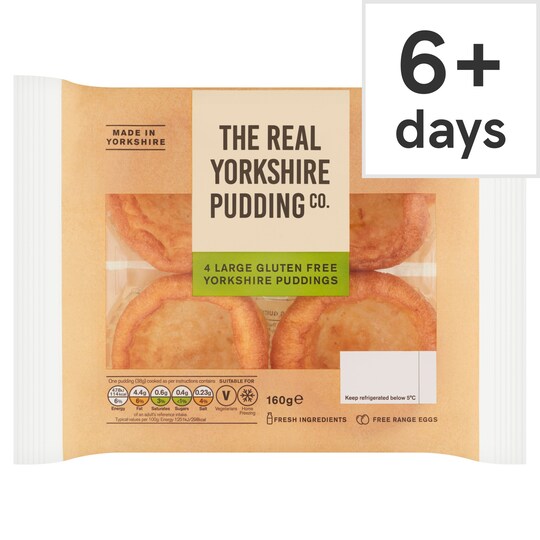 The Real Yorkshire Pudding Co. 4 Large Gluten Free Yorkshire Puddings ...