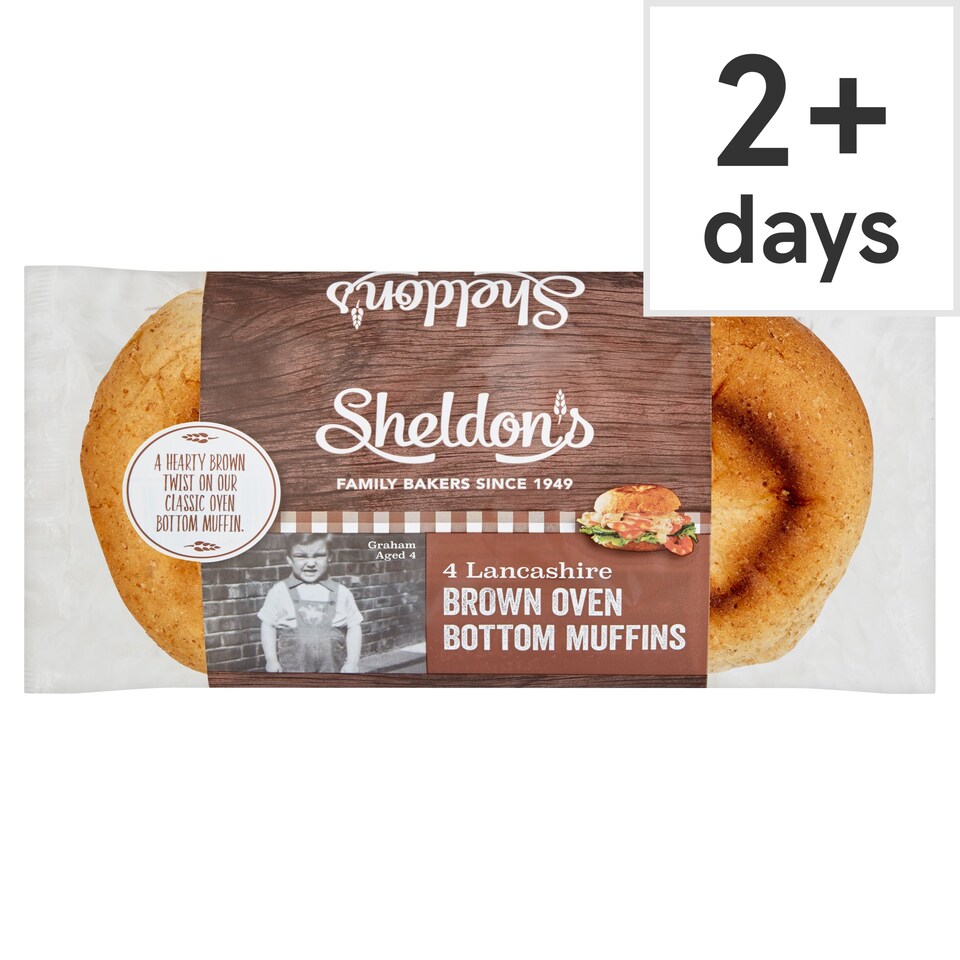 Sheldon's Lancashire Brown Oven Bottom Muffins 4 Pack - Tesco Groceries