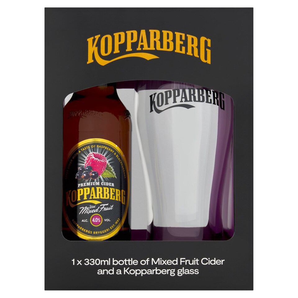 Kopparberg Premium Mixed Fruit Cider 330ml & Glass Gift Set - Tesco ...