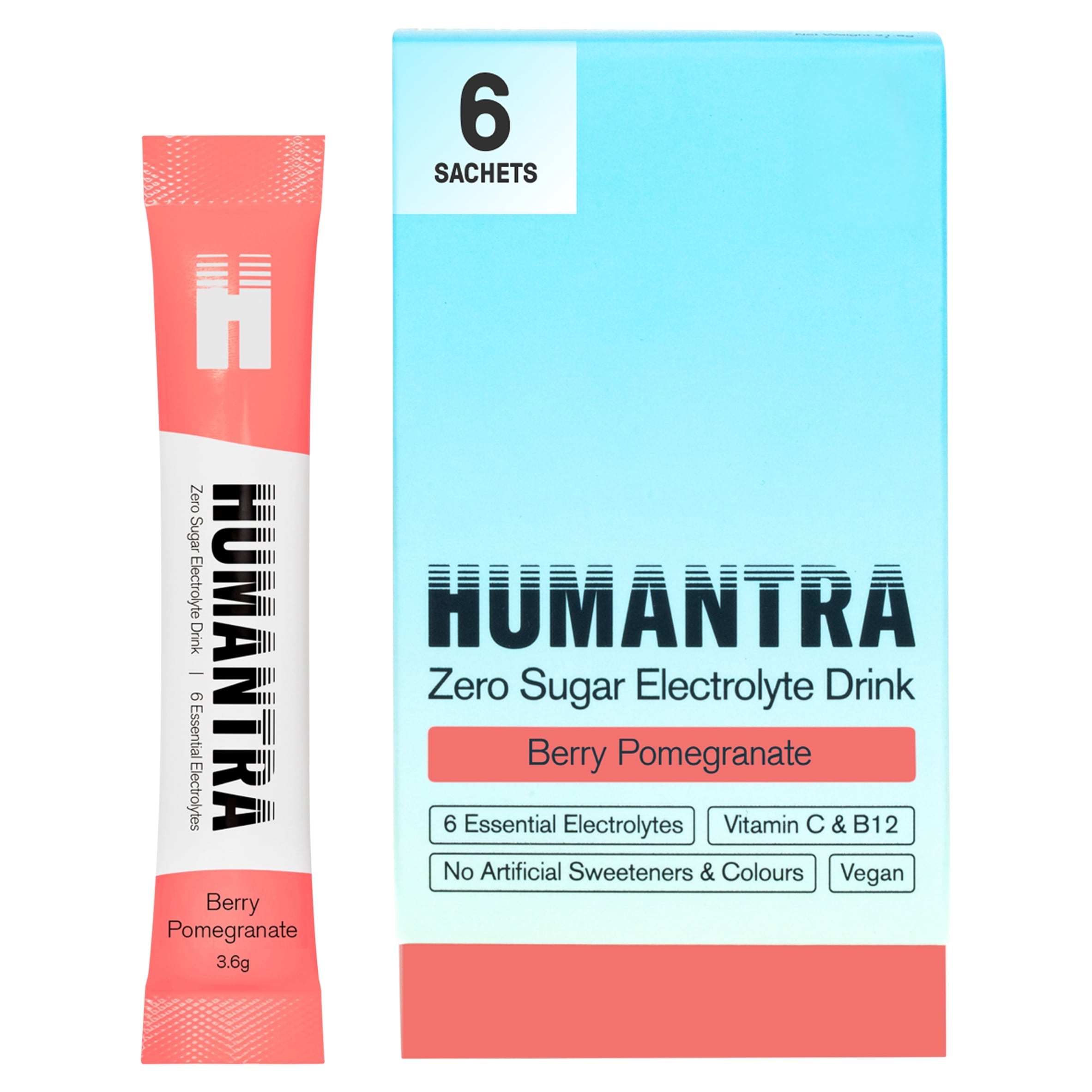 Humantra Berry Pomegranate Zero Sugar Electrolyte Drink 6 x 3.6g ...