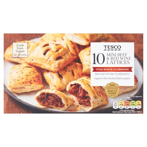 Tesco 10 Mini Beef & Red Wine Lattices 300G - Tesco Groceries