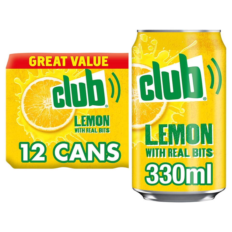 Club Lemon Soft Drink With Real Bits 12X330ml - Tesco Groceries