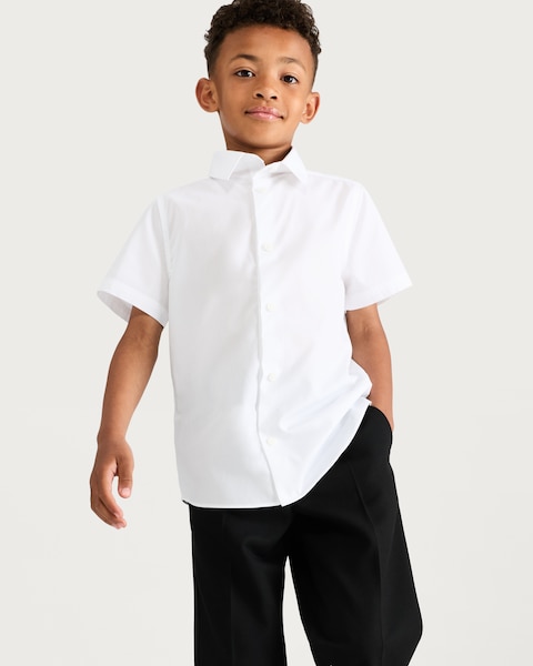 F&F School Boys 3-Pack Dressing Made Easy Short Sleeved Shirts in White ...