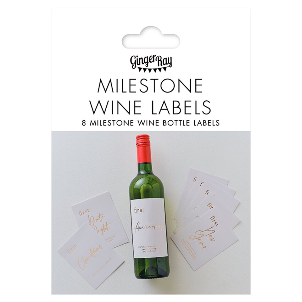 Ginger Ray Milestone Wine Bottle Labels X8 - Tesco Groceries