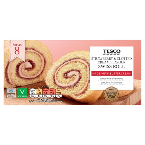 Tesco Strawberry & Clotted Cream Flavour Swiss Roll - Tesco Groceries