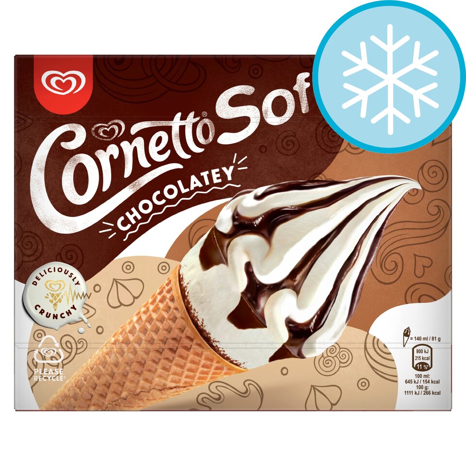 Cornetto Soft Chocolate And Vanilla Cones 4X140ml - Tesco Groceries