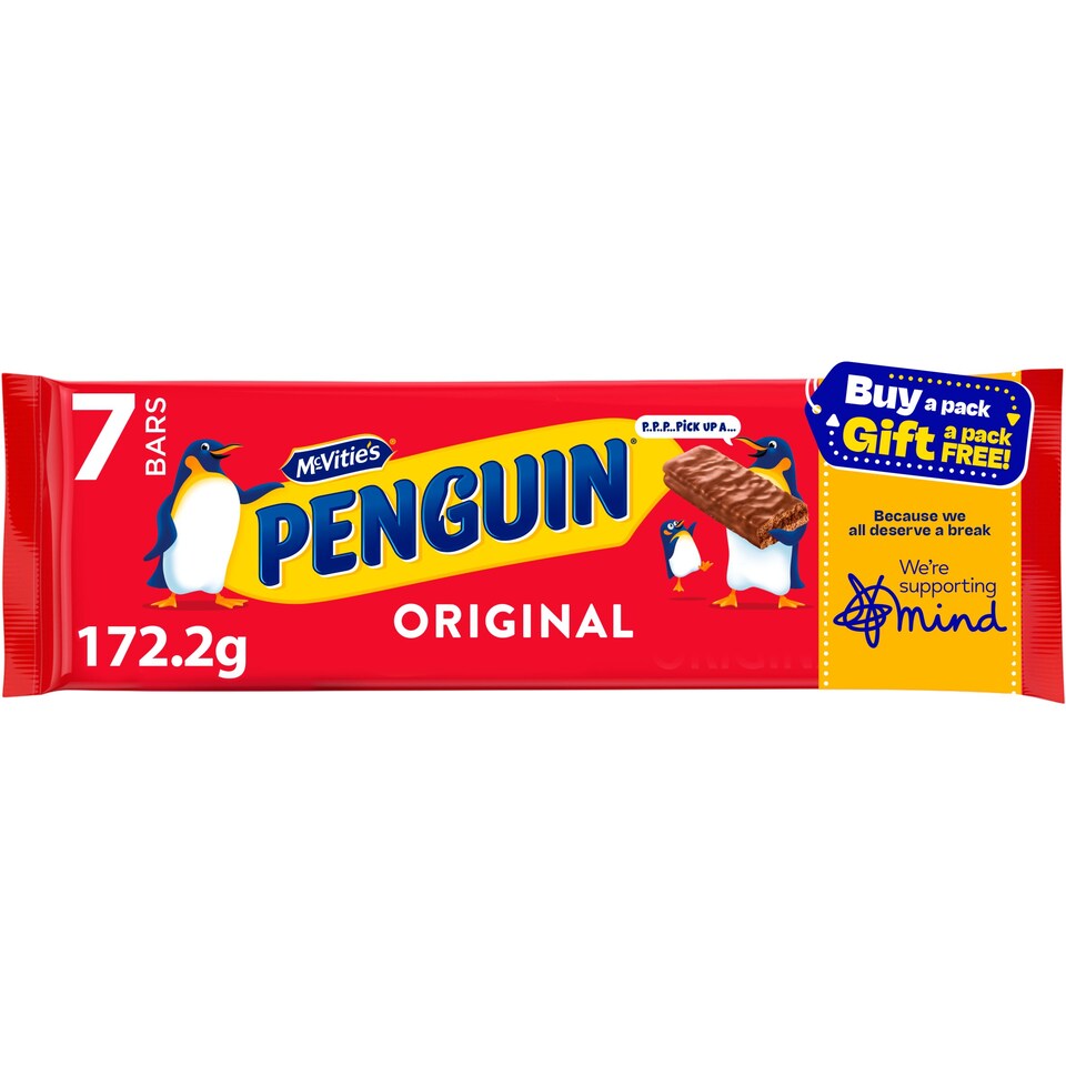 McVitie's Penguin Milk Chocolate Biscuit Bar Multipack 7 x 24.6g ...