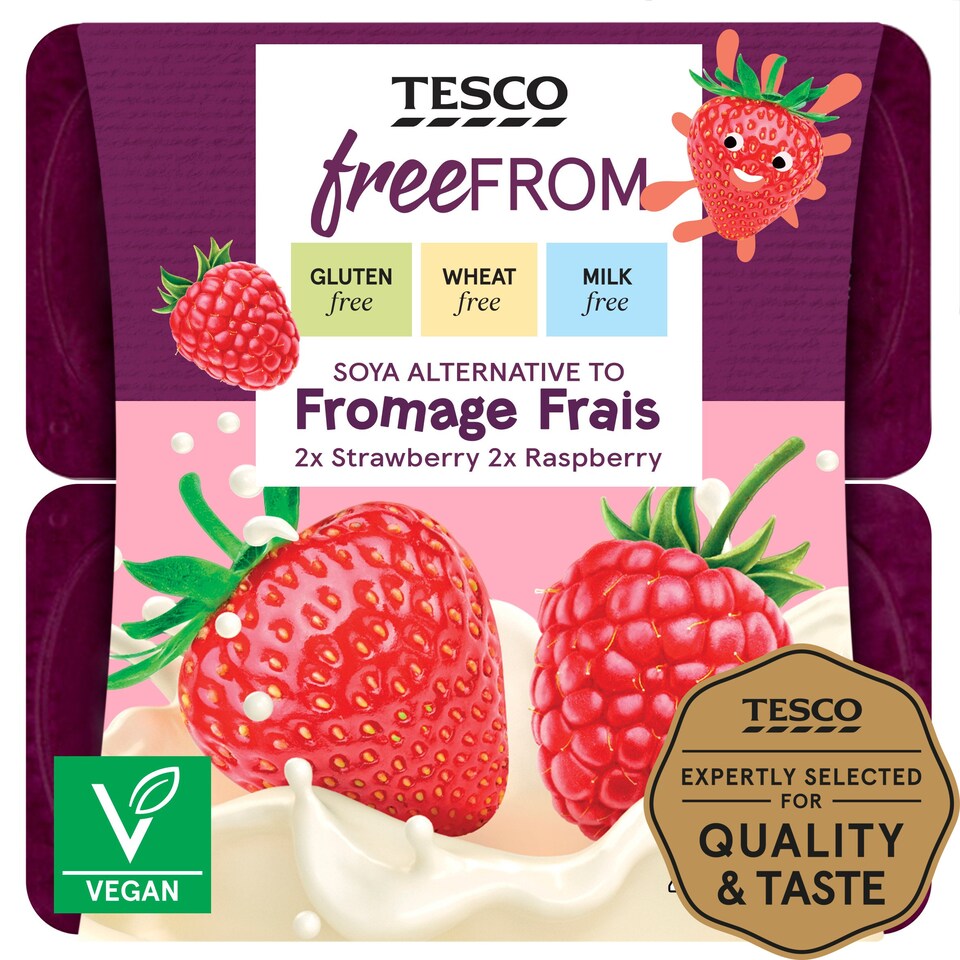 Tesco Free From Raspberry Strawberry Soya Alternative 4X90g - Tesco ...