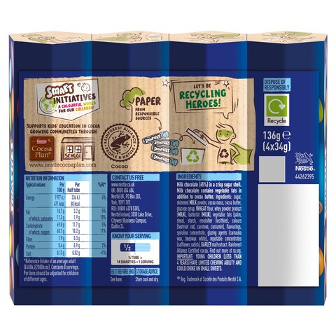 Smarties Milk Chocolate Tube Multipack 34g 4 Pack - Tesco Groceries