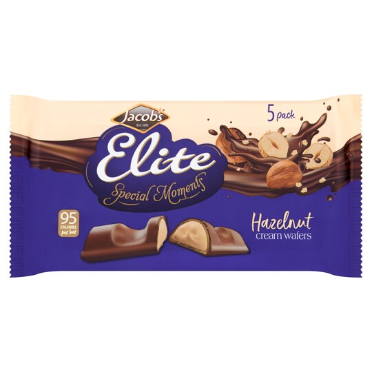 Jacob's Elite Hazelnut Cream Wafers 5X17.25G - Tesco Groceries