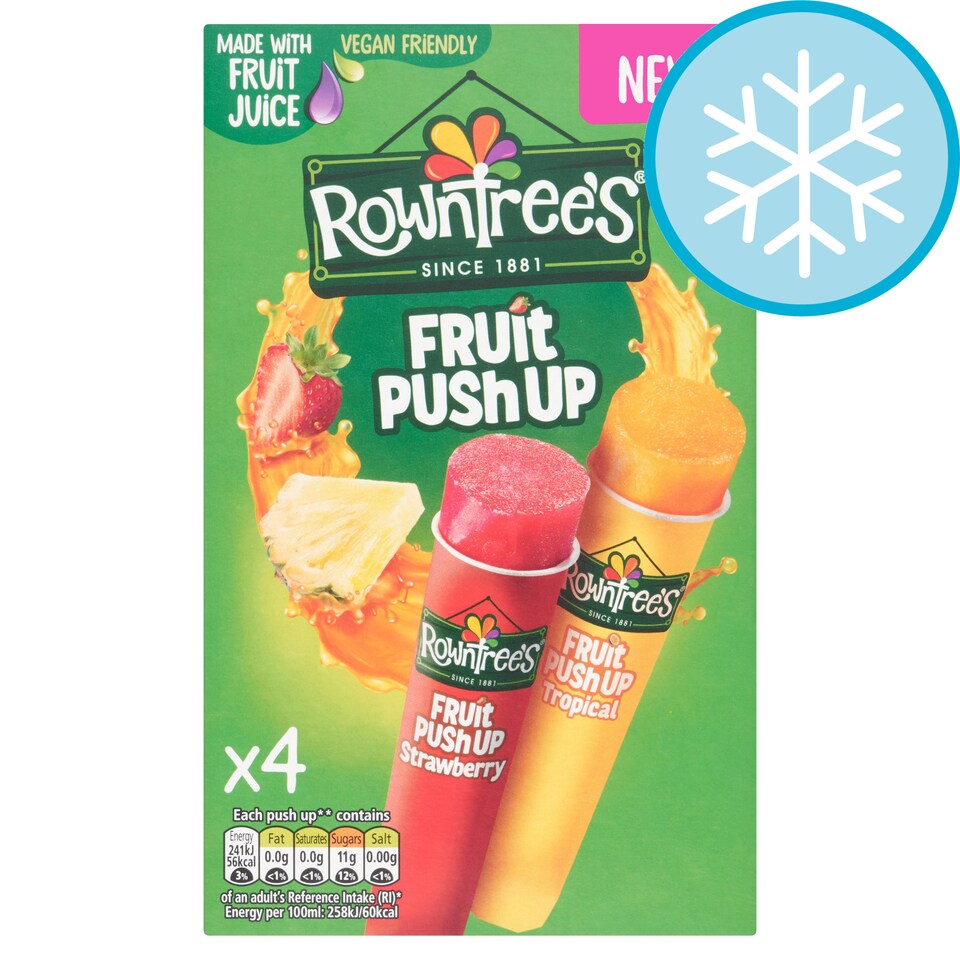Rowntrees Fruit Push Ups Strawberry & Tropical Ice Lollies 4x90ml ...