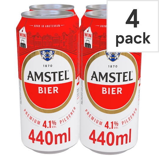 Amstel Lager Beer Can 4 X 440Ml - Tesco Groceries