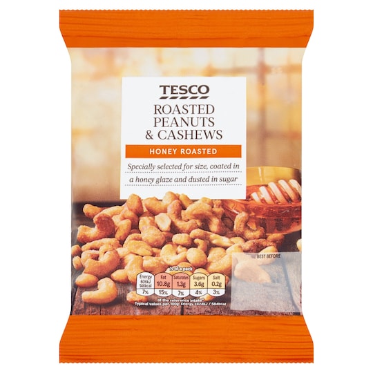 Tesco Honey Roast Peanuts & Cashews 200G - Tesco Groceries