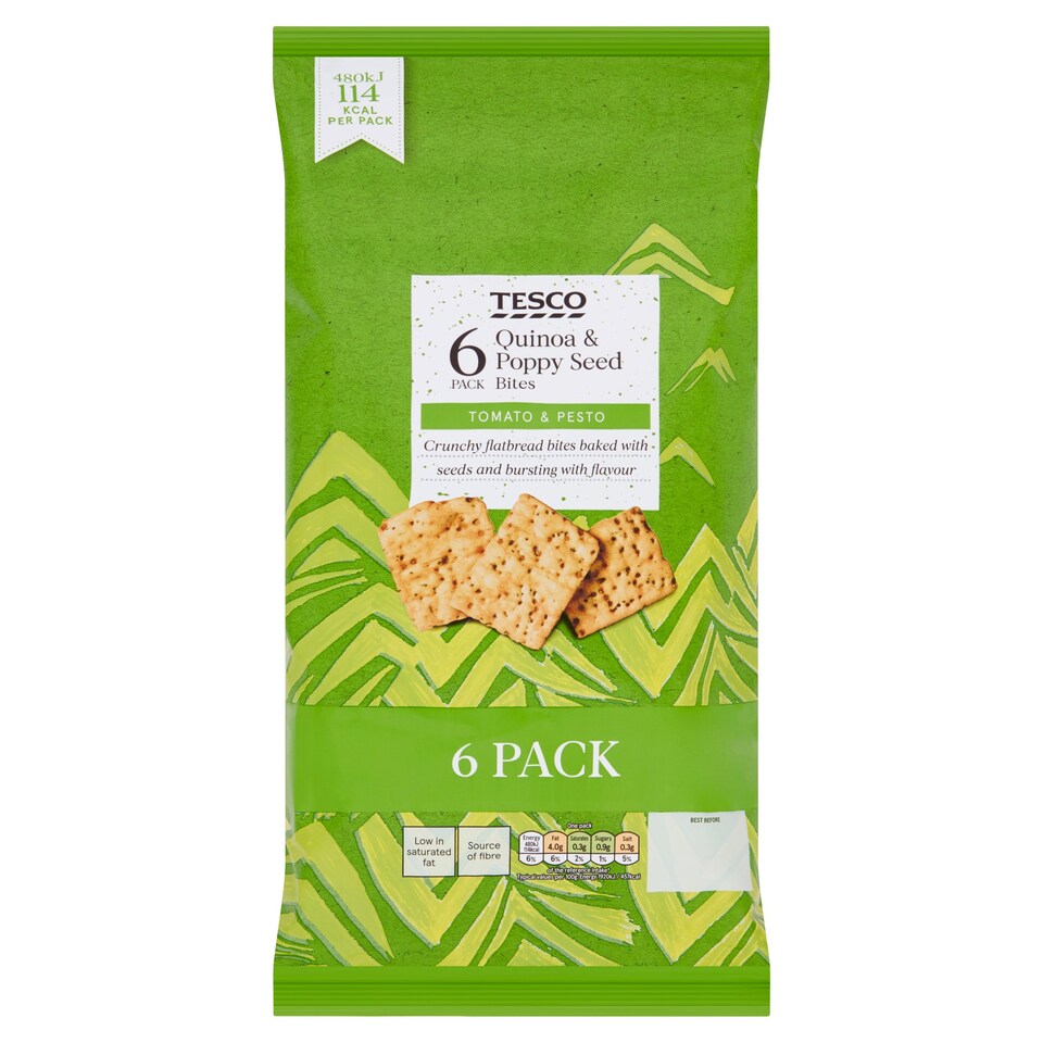 Tesco Quinoa, Poppy Seed Bites Tomato And Pesto 6X25g - Tesco Groceries