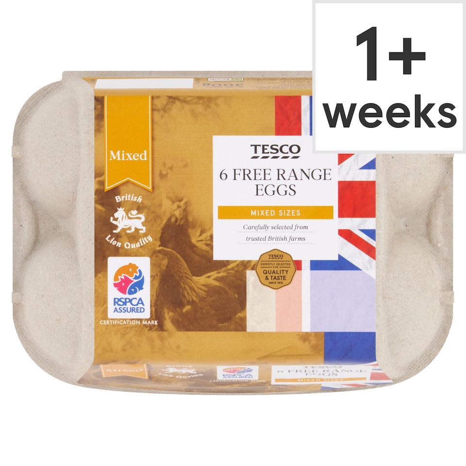 Tesco Free Range Eggs Mixed Sized 6 Pack - Tesco Groceries