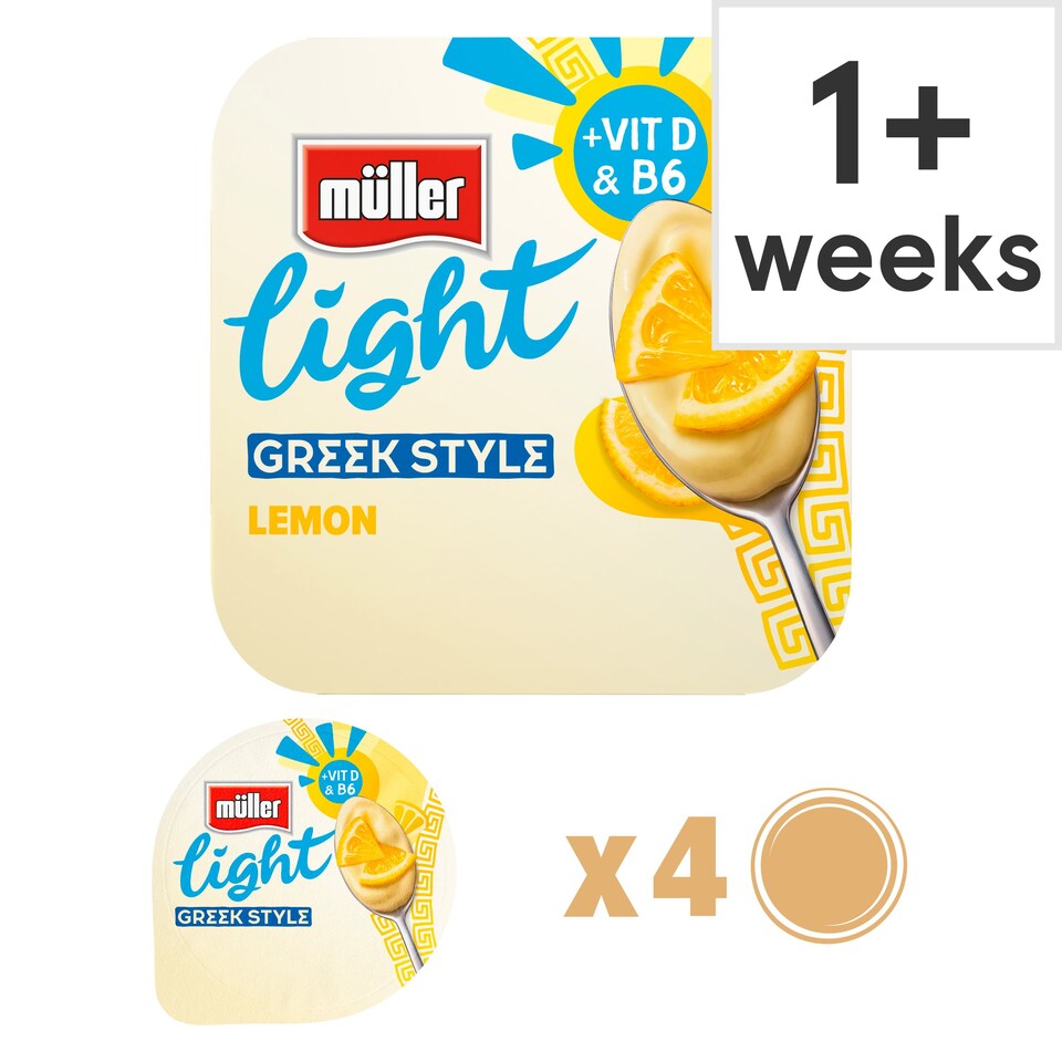 Muller Light Greek Style Lemon Yogurt 4X115g - Tesco Groceries