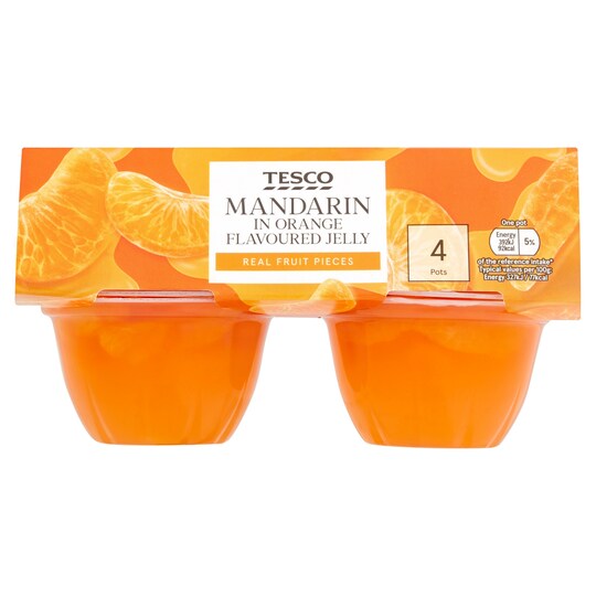 Tesco Orange Flavoured Jelly & Mandarin Pieces 4X120g - Tesco Groceries