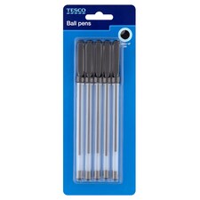 Tesco Classic Ball Pens Black 5 Pack - Tesco Groceries