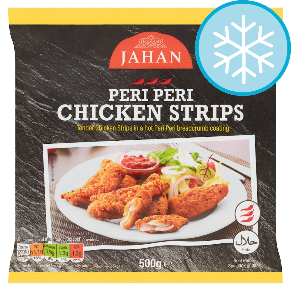 Jahan Frozen Peri Peri Chicken Strips 500G - Tesco Groceries