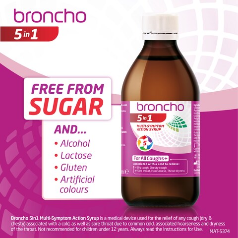 BRONCHO 5 in 1 Multi Symptom Syrup 120ml - Tesco Groceries