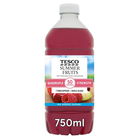 Tesco Quadruple Strength Summer Fruits No Added Sugar 750Ml - Tesco ...