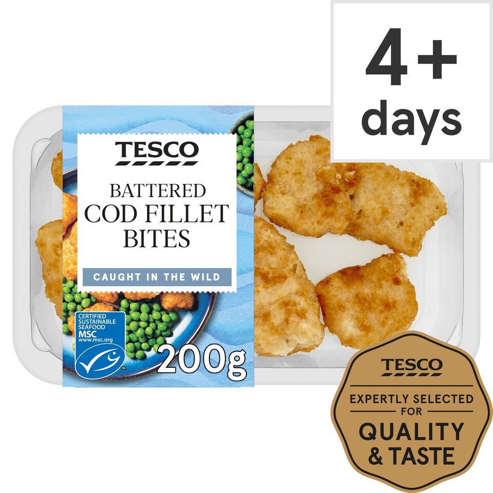 Tesco Battered Cod Fillet Bites 200G - Tesco Groceries