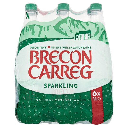 Brecon Carreg 6 X 1L Sparkling Water - Tesco Groceries