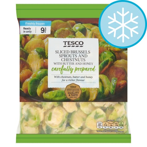 Tesco Sliced Brussels Sprouts and Chestnuts with Butter and Honey 500g ...