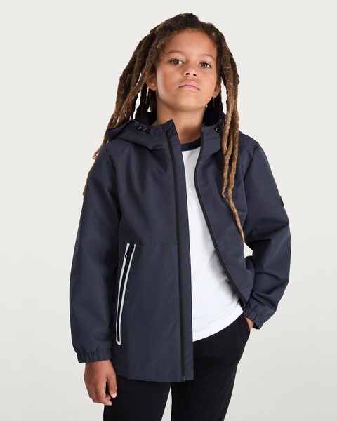 F&F Boys Hooded Zip-Up Shower Resistant Jacket in Navy - Tesco Groceries