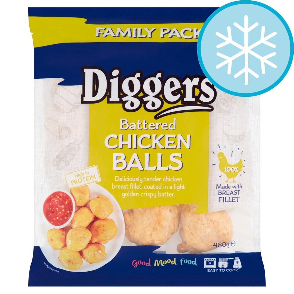 Diggers Battered Chicken Balls Family Pack 480G - Tesco Groceries
