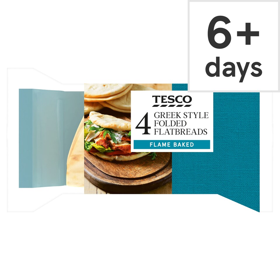 Tesco Greek Style Folded Flatbreads 4 Pack 340g - Tesco Groceries