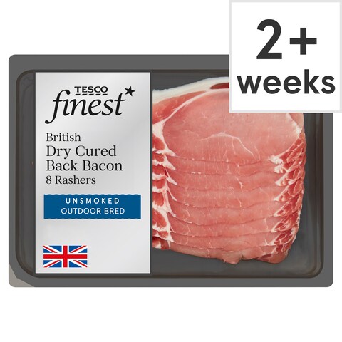 Tesco Finest Unsmoked Dry Cure Back Bacon 8 Pack 240G - Tesco Groceries