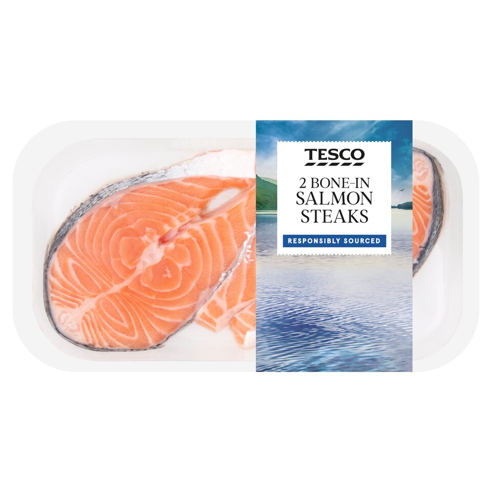 Tesco 2 Bone In Salmon Steaks 220G - 300G - Tesco Groceries