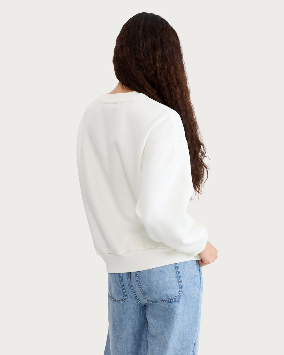 F&F Cotton Blend Atelier Paris Slogan Sweatshirt in Cream - Tesco Groceries