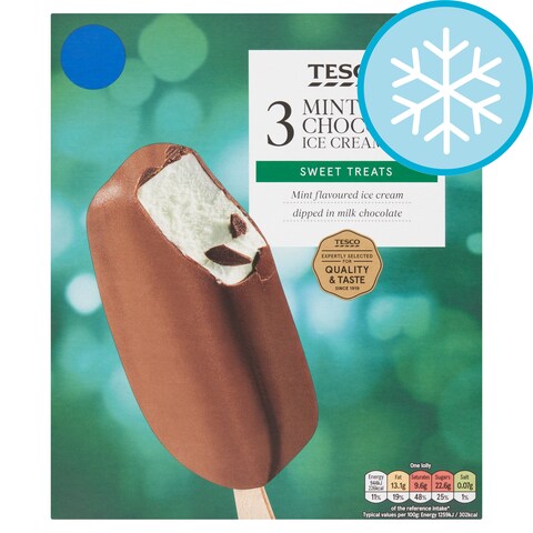 Tesco Mint Chocolate Ice Cream Sticks 3x110ml - Tesco Groceries
