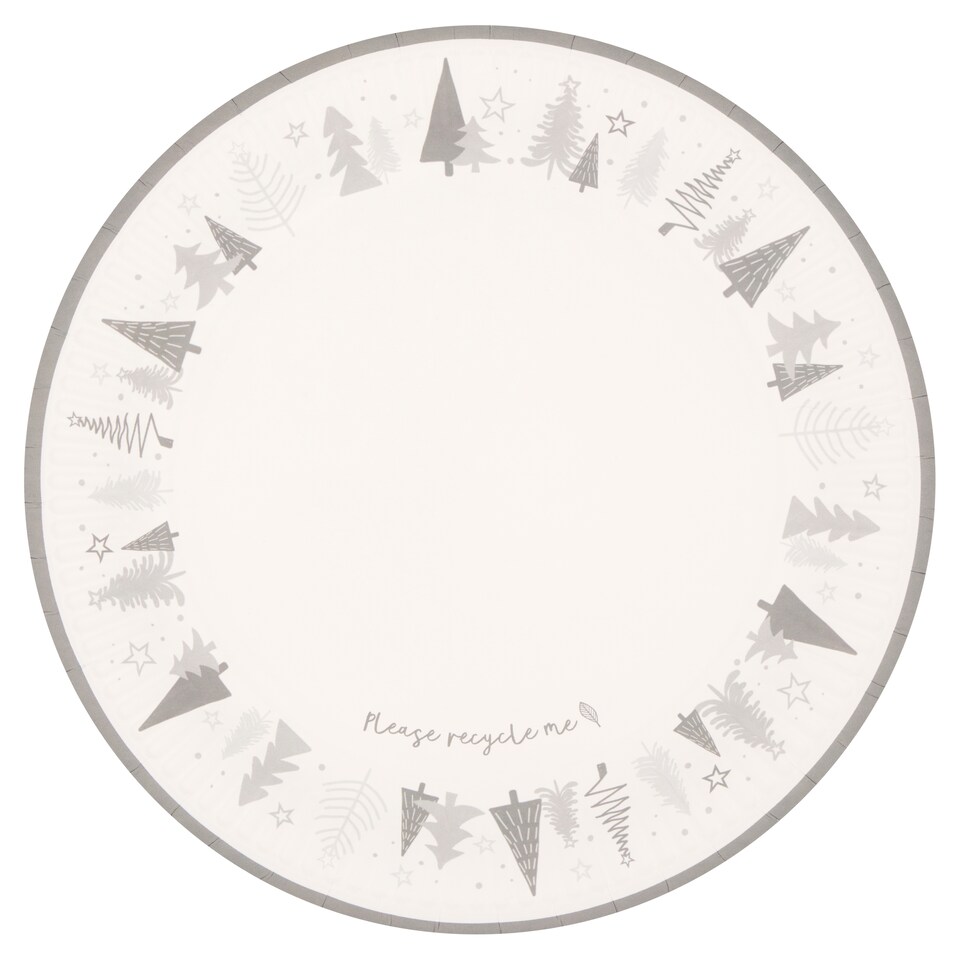 TESCO CELEBRATE Silver Tree Plate 23cm 10pk - Tesco Groceries
