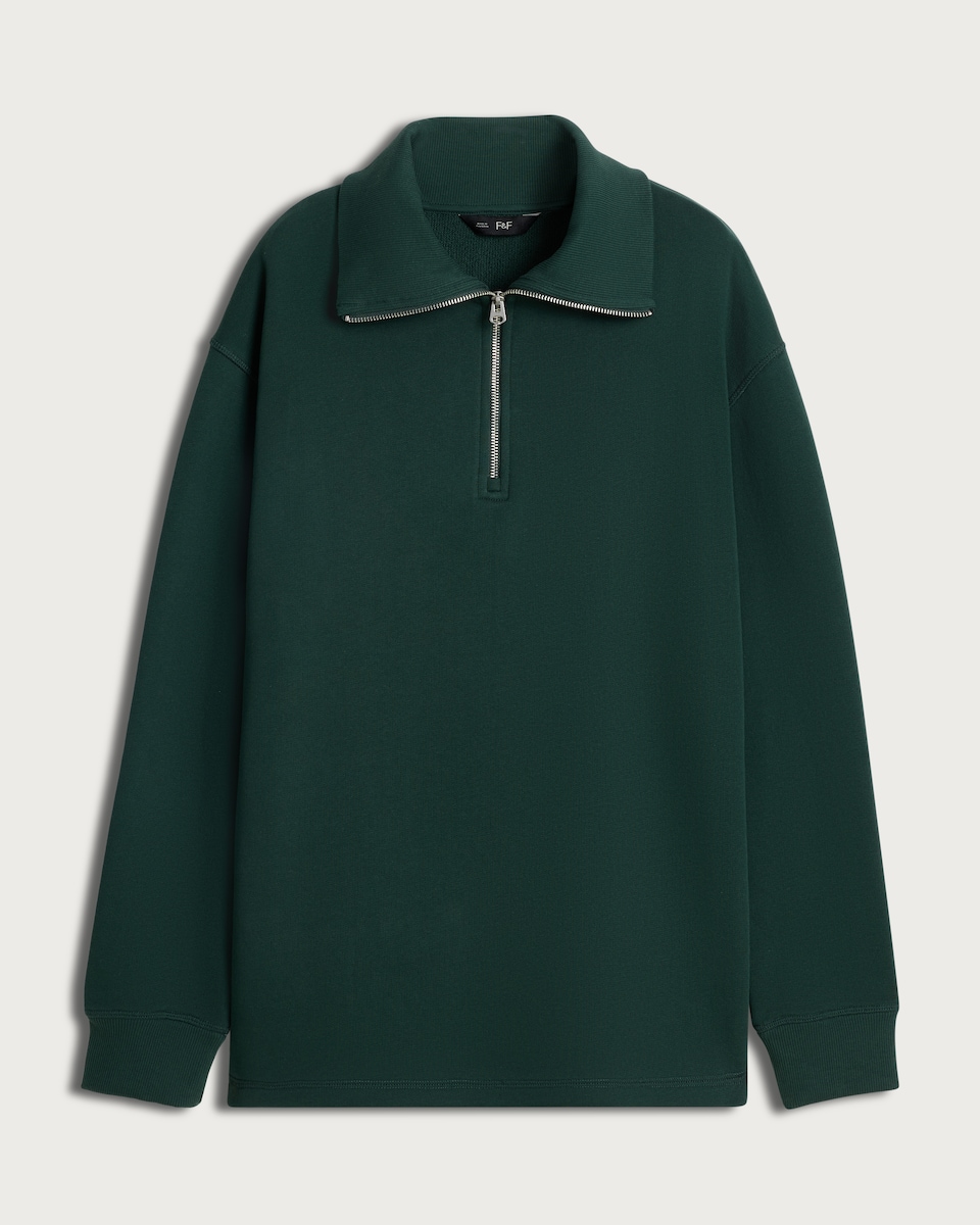 F&F Pure Cotton Half Zip Sweatshirt in Green - Tesco Groceries