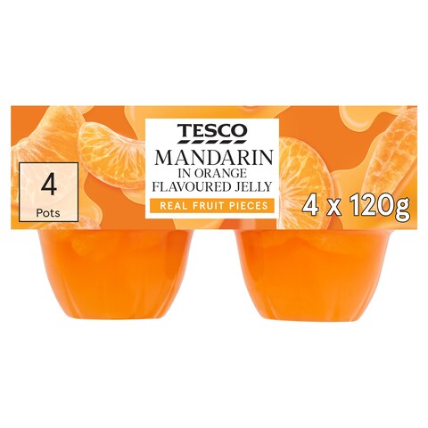 Tesco Orange Flavoured Jelly & Mandarin Pieces 4X120g - Tesco Groceries