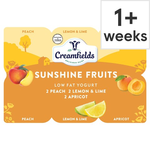 Creamfields Low Fat Sunshine Fruit Yogurt 6X125g - Tesco Groceries