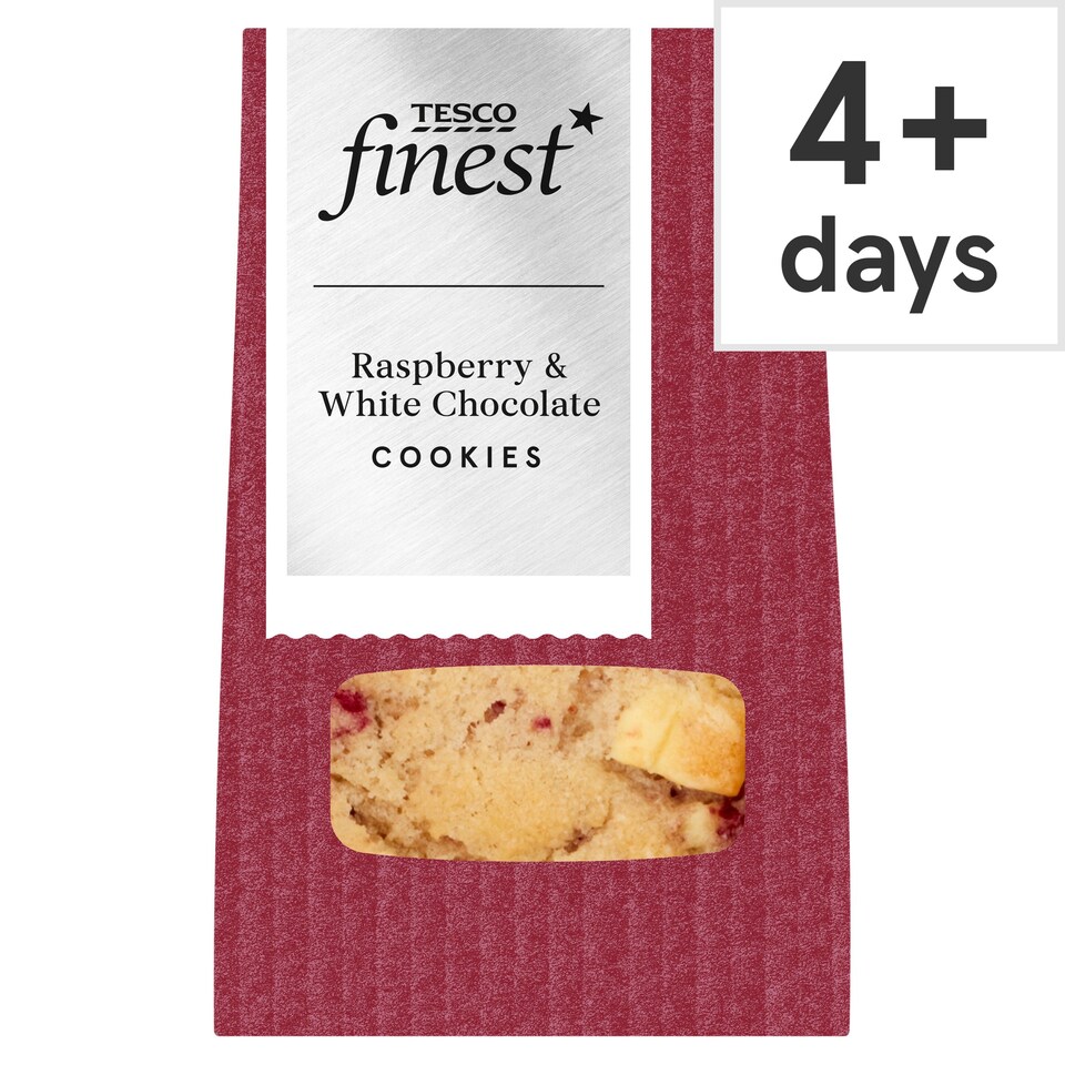 Tesco Finest Raspberry & White Chocolate Cookies 4 Pack - Tesco Groceries