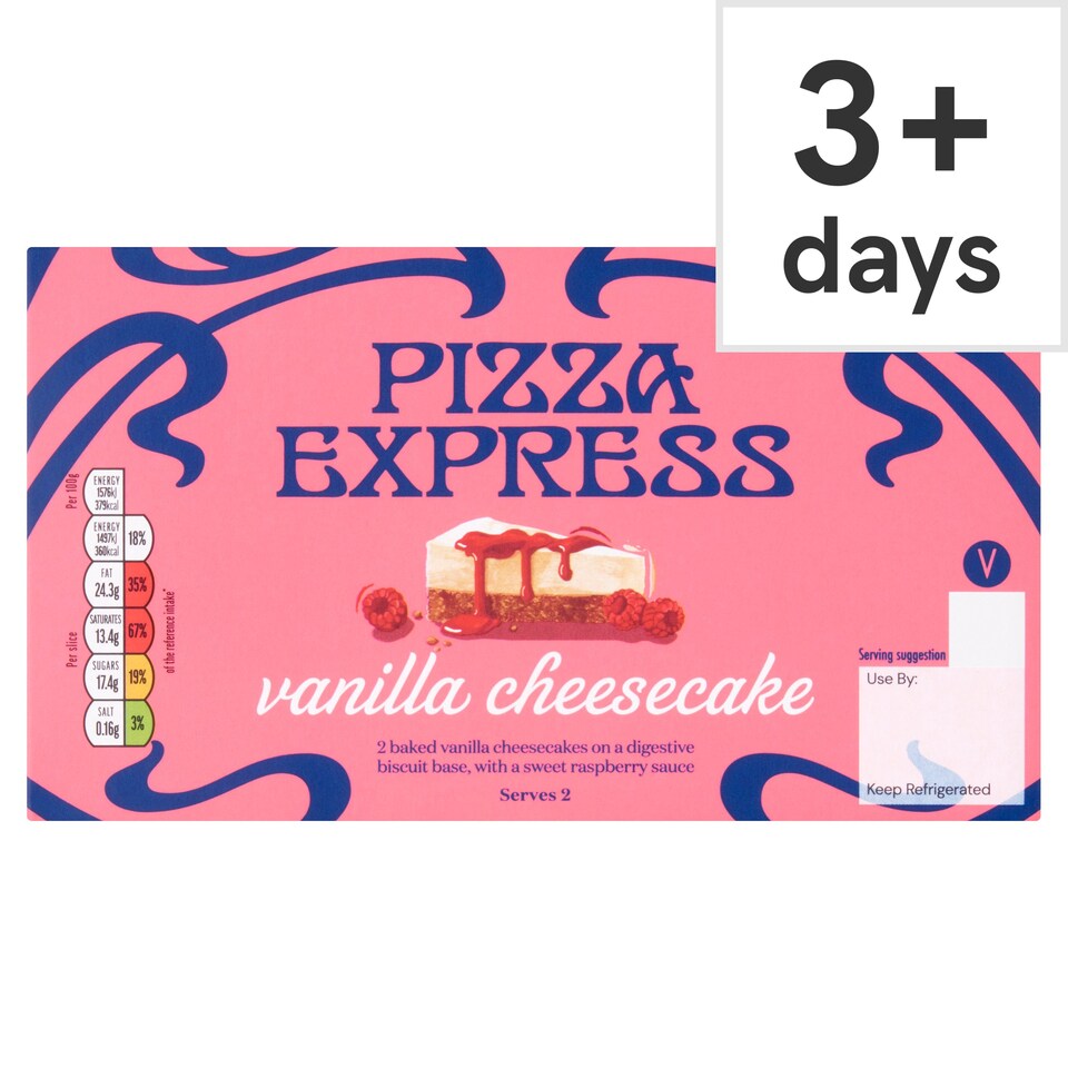 Pizza Express 2 Vanilla Cheesecake Slices 190G - Tesco Groceries